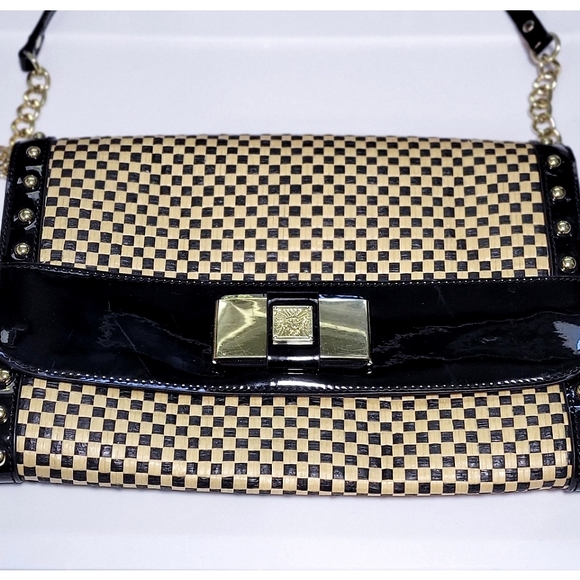 Anne Klein | Bags | Vintage Anne Klein Patent Leather Straw ...